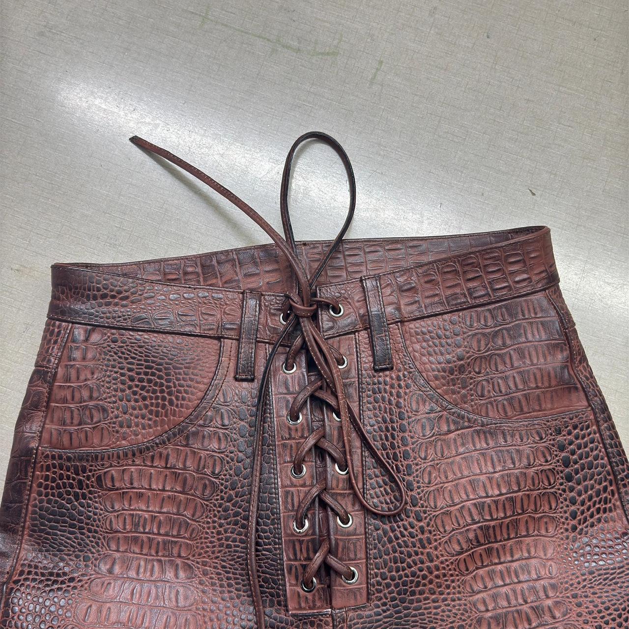 Leather snakeskin bell bottoms (dm before... | Depop