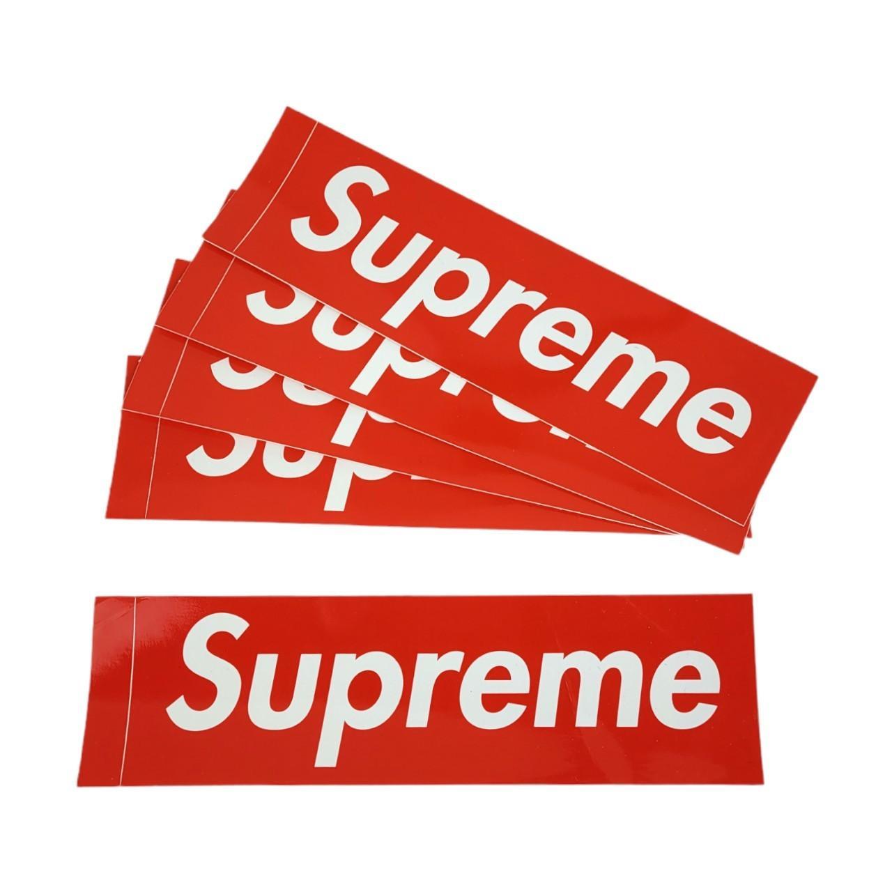 Supreme Red and White Stickers | Depop