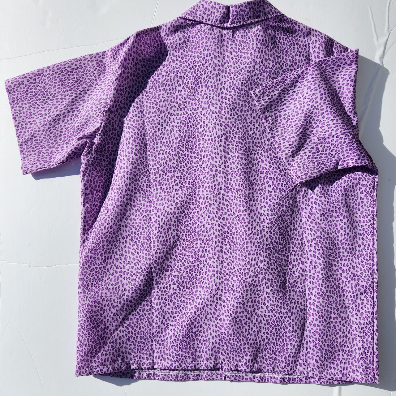 Men's purple leopard print lounge shirt, skull... - Depop