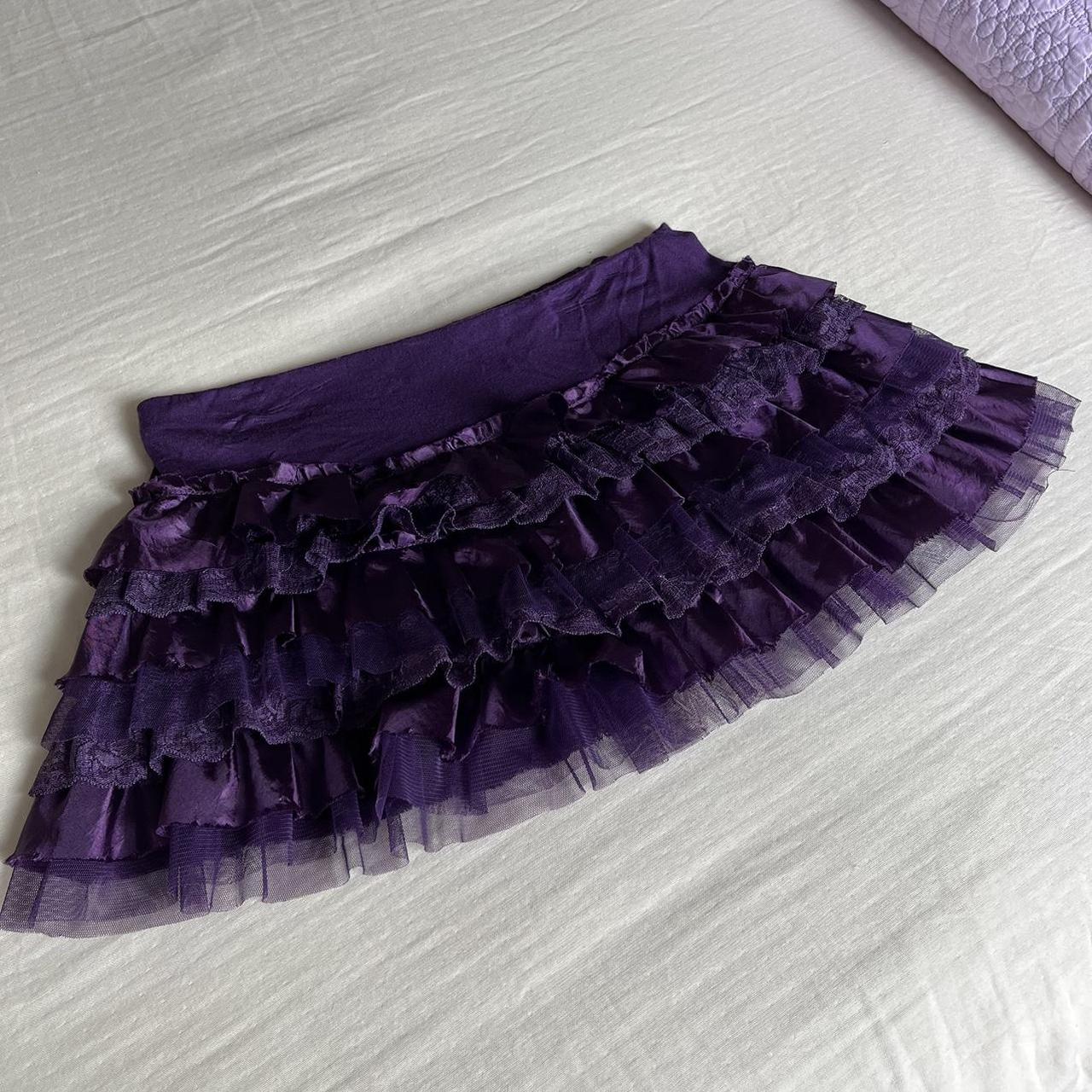 Purple Layered Ruffle Mini Skirt 💋 Satin, tule,... - Depop
