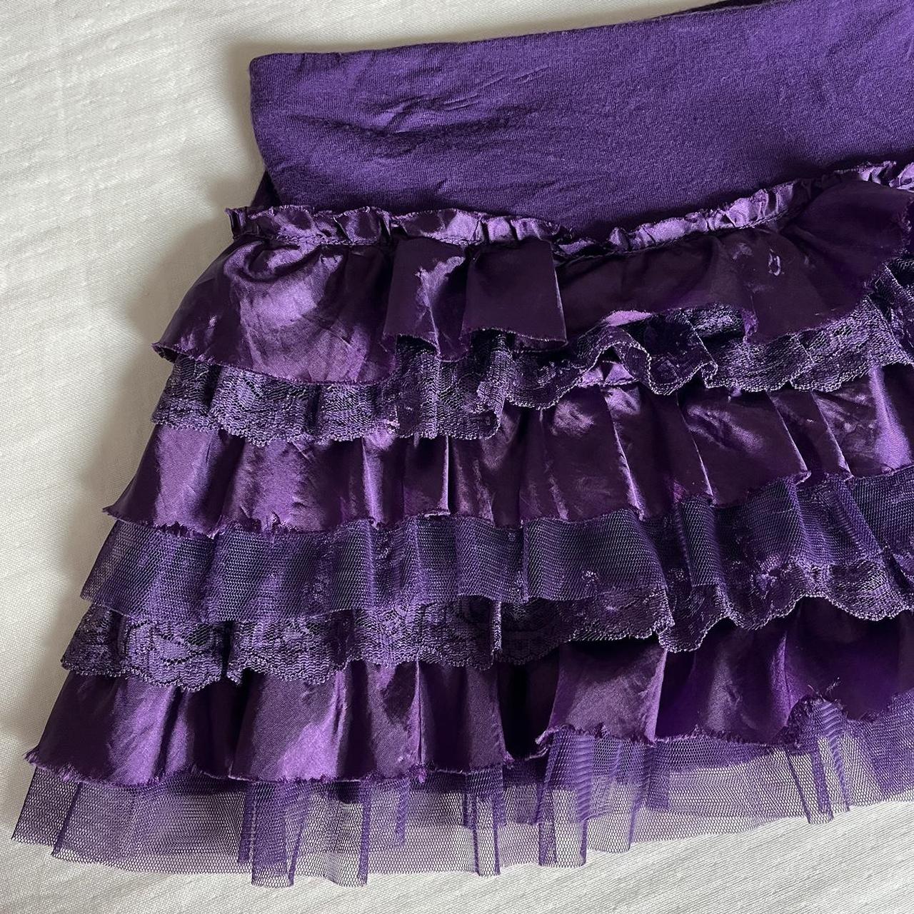 Purple Layered Ruffle Mini Skirt 💋 Satin, tule,... - Depop