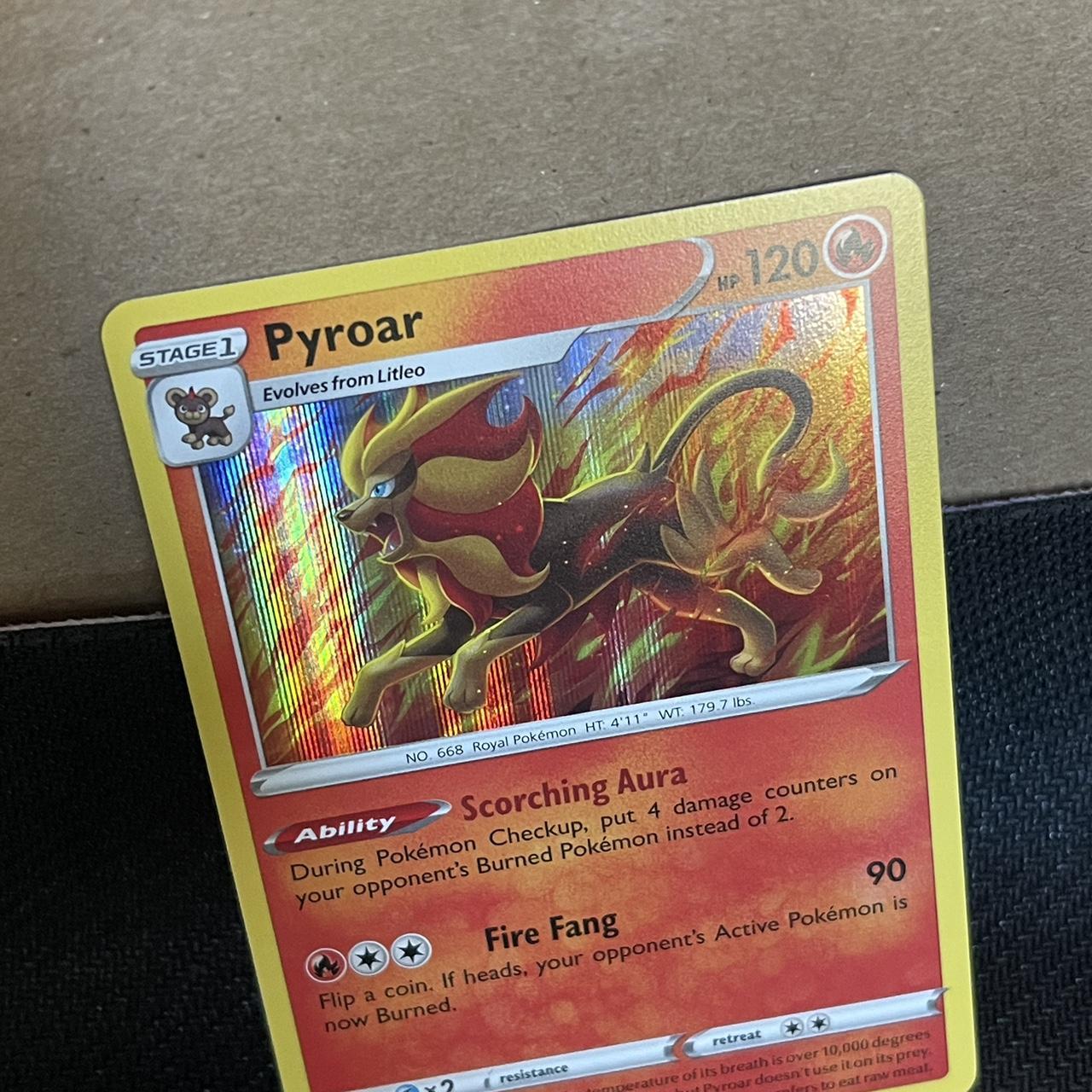 2023 Pyroar Lazer Holographic Pokémon Card Great... - Depop