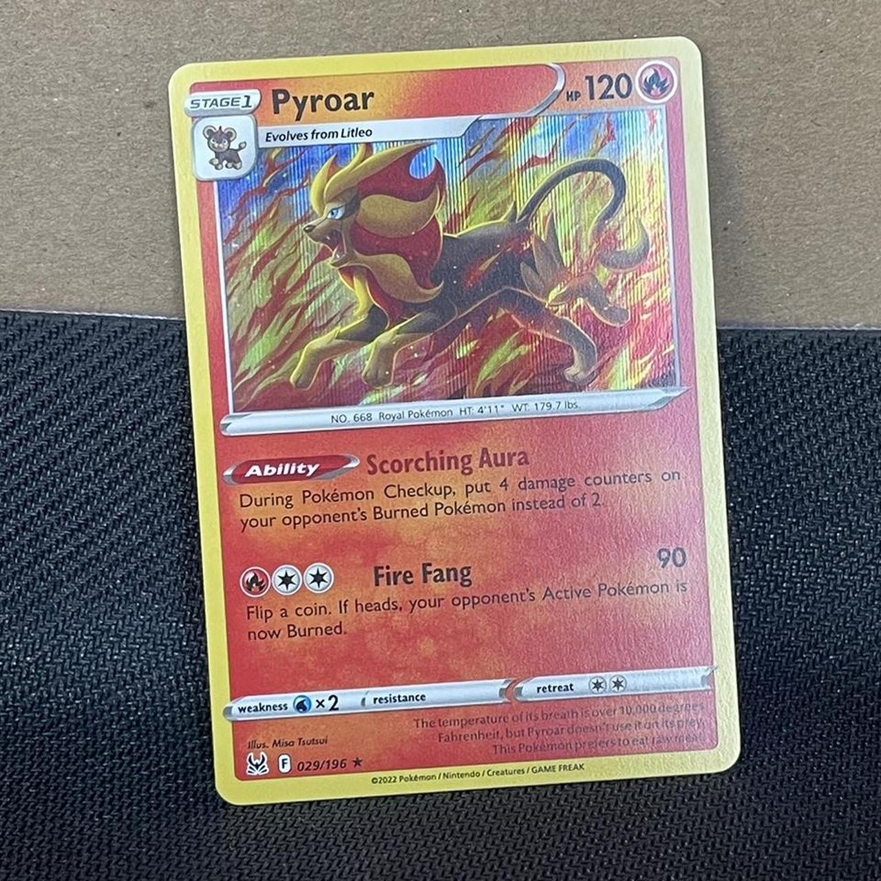 2023 Pyroar Lazer Holographic Pokémon Card Great... - Depop