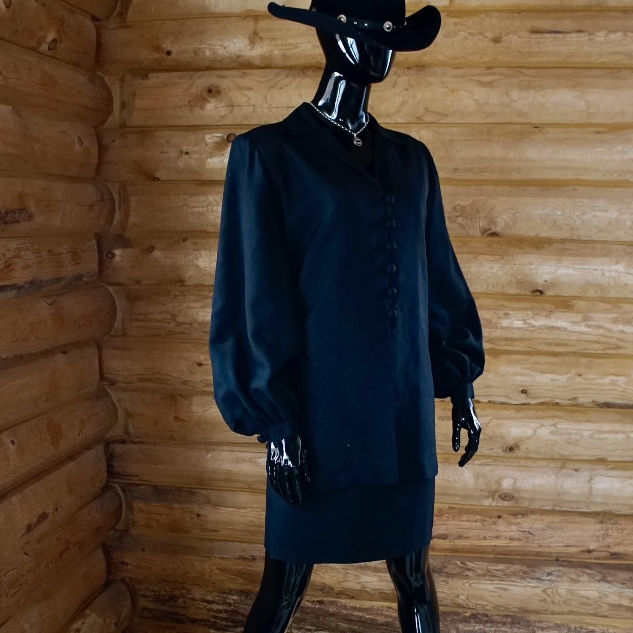 Vintage 80's Mark Heister skirt suit set in black.... - Depop