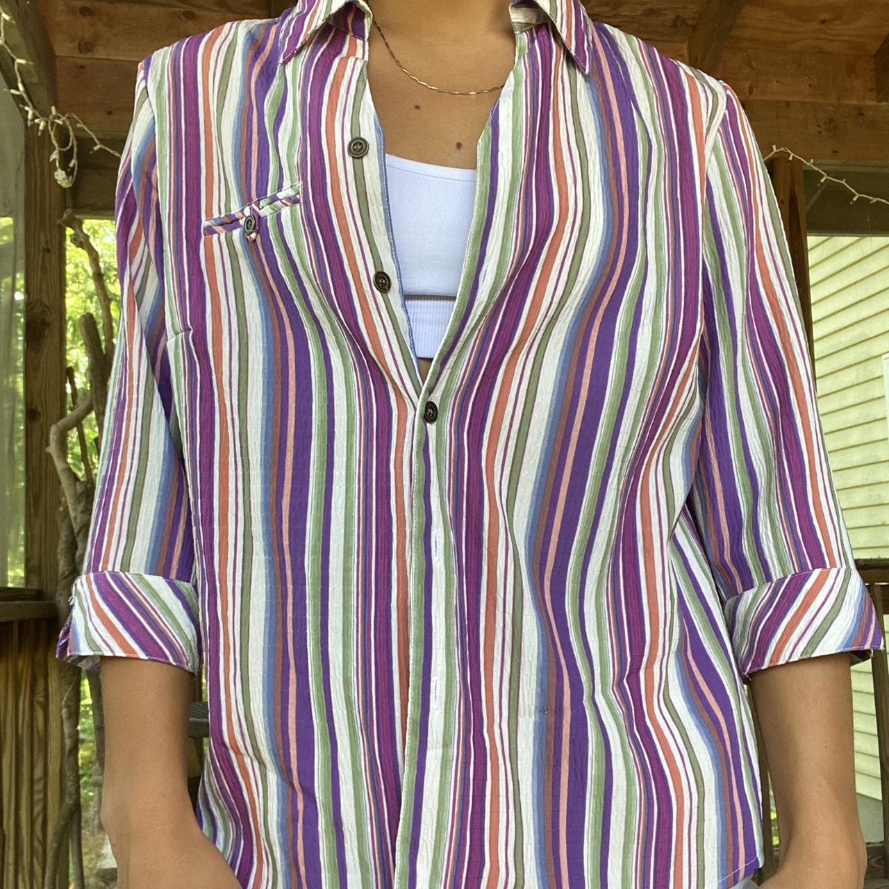 Colorful button down shirt perfect for adding color... - Depop