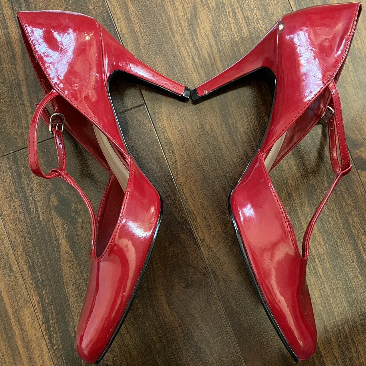 super cute red heels labeled an 11 but fit kinda... - Depop