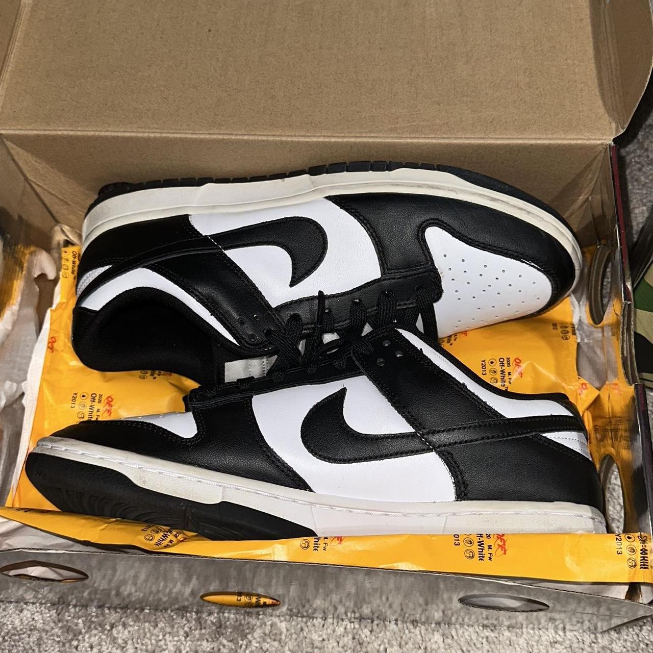 white black panda Nike Dunk Low Retro barely used... - Depop