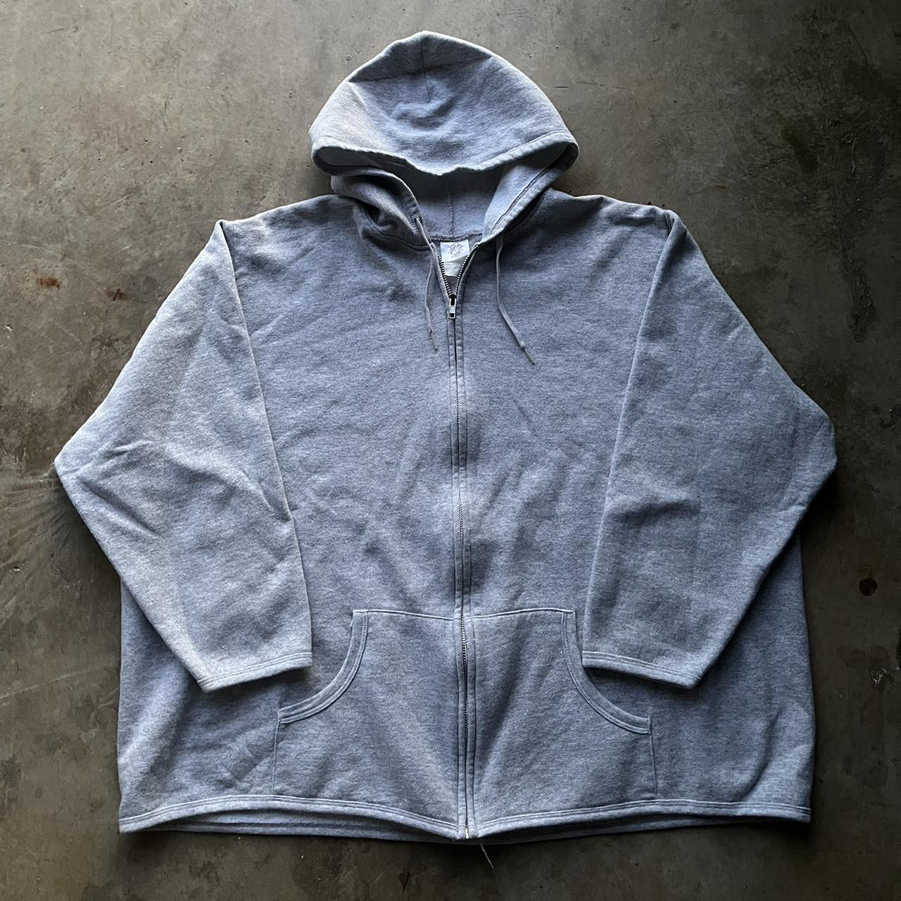 Women’s oversized grey full zip up - side pockets... - Depop