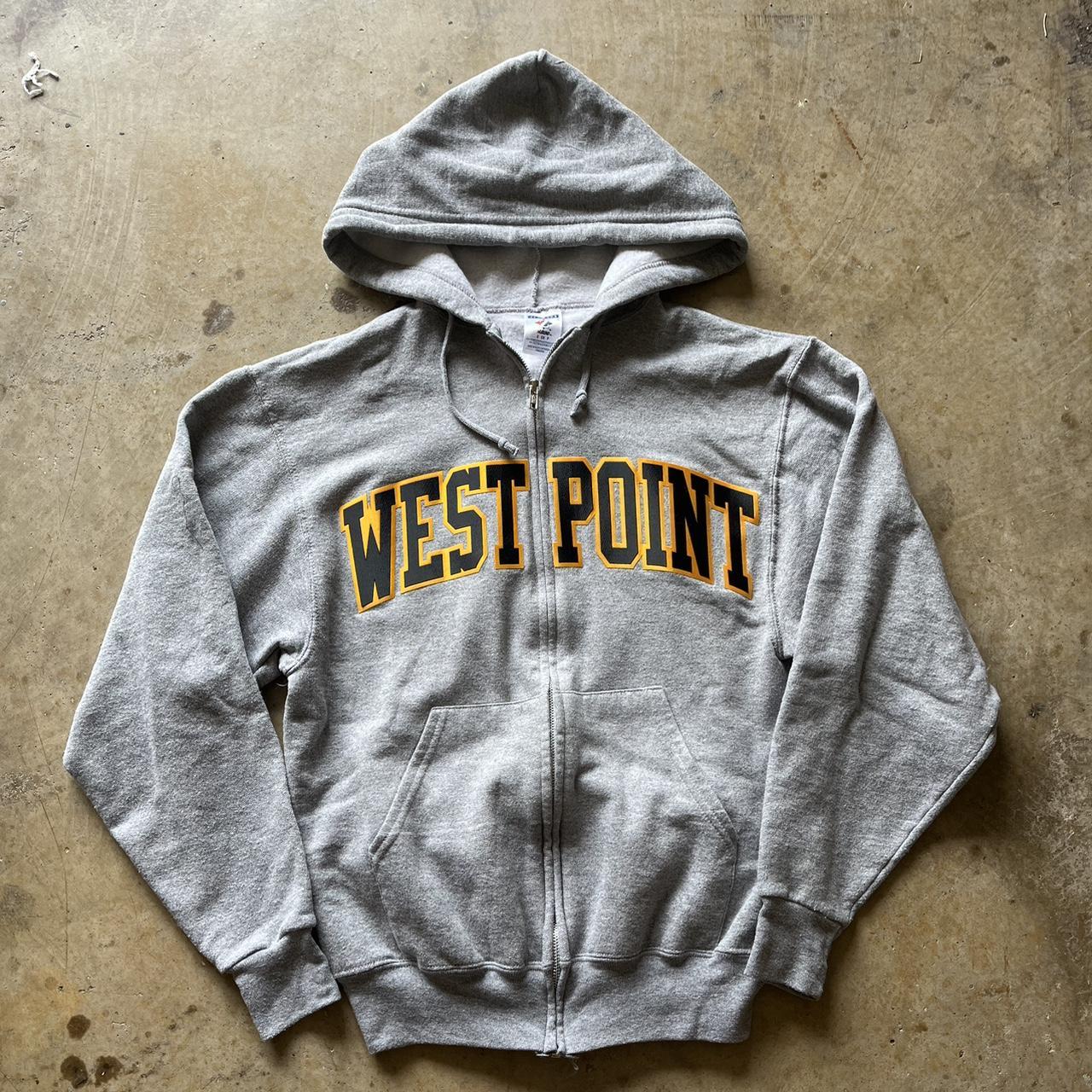 Grey West Point zip-up hoodie - Depop