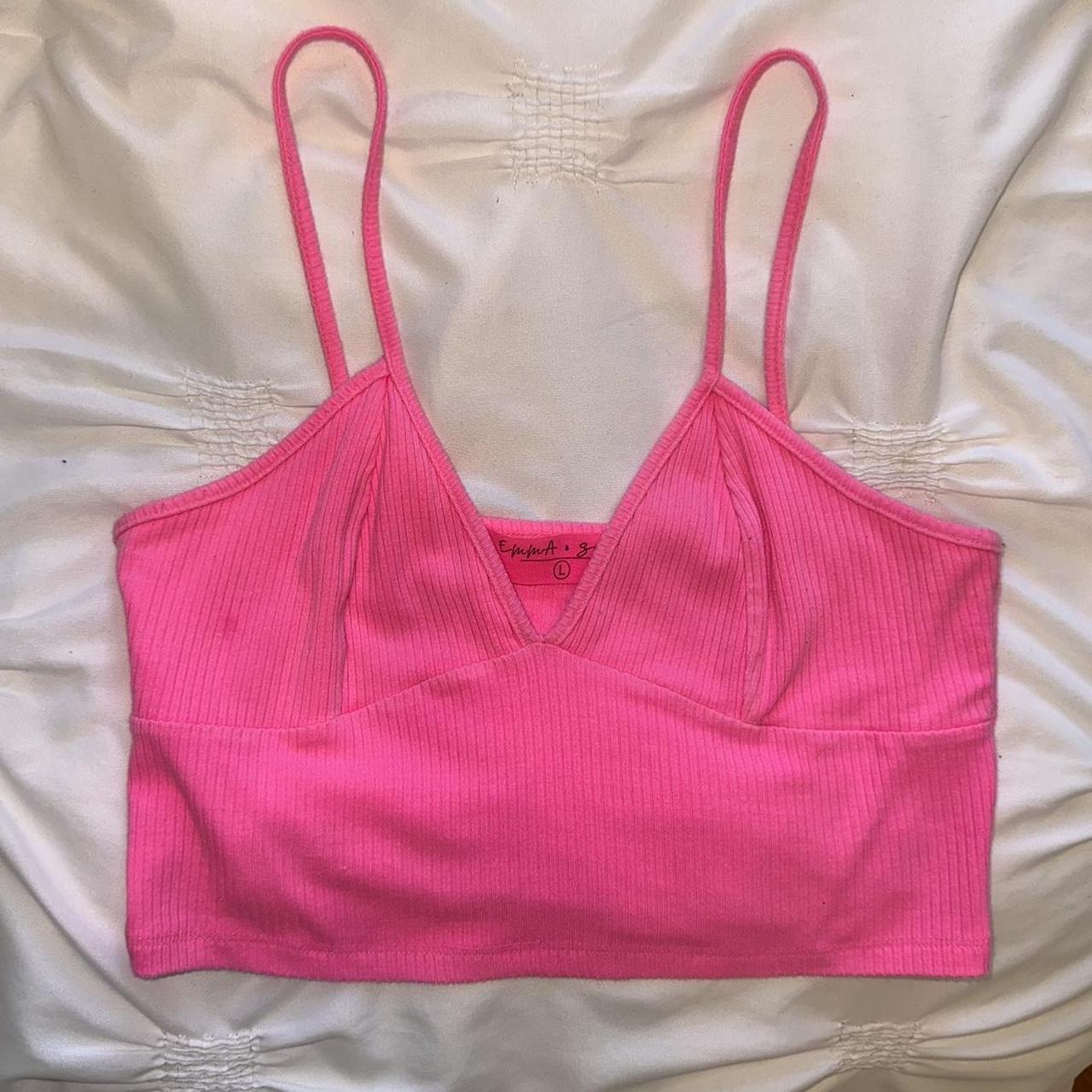LF ribbed neon pink crop top! 💗 super bright and... - Depop