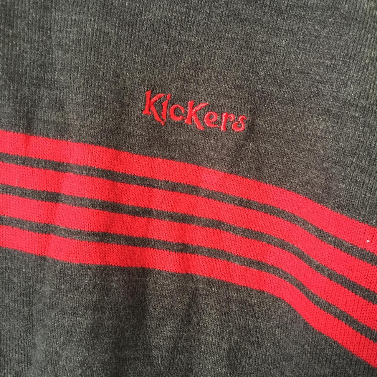Vintage Kickers Navy With Red Stripes Round Neck... - Depop