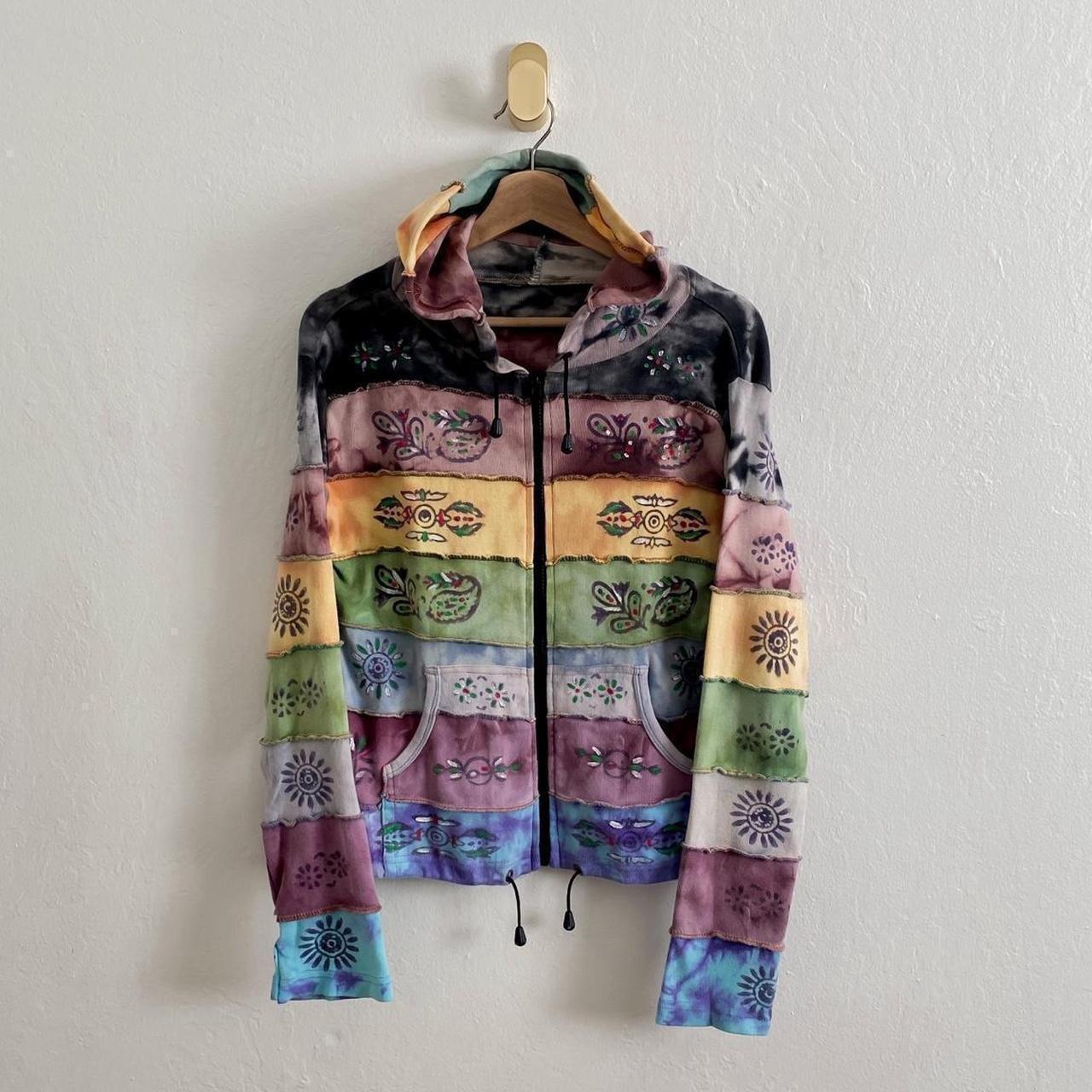 Multi-colored Hippie Tie Dye Zip Jacket Best... - Depop