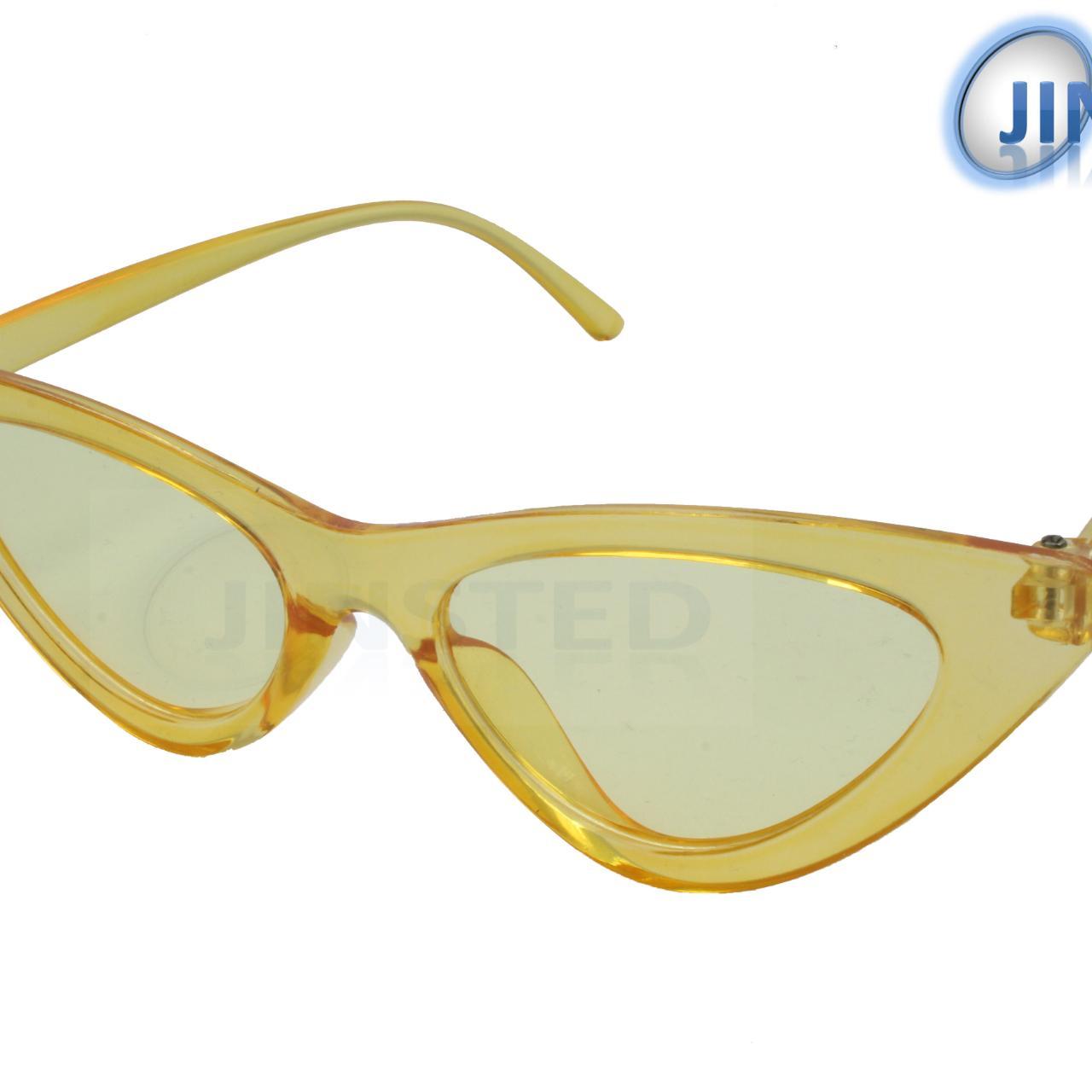 ACE009 Clear Yellow Cat Eye Adult Sunglasses with... - Depop