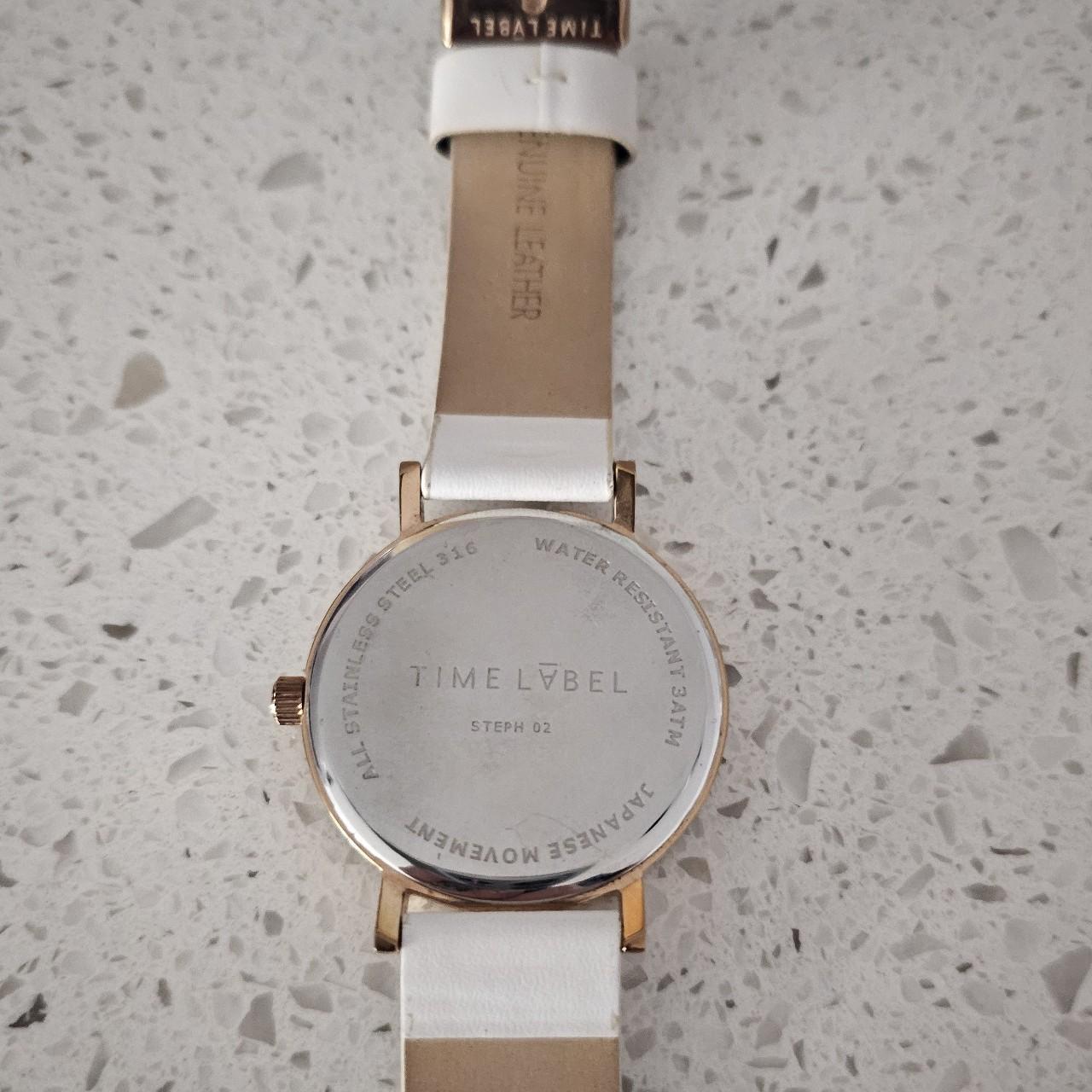 Time Label rose gold and white watch with... - Depop