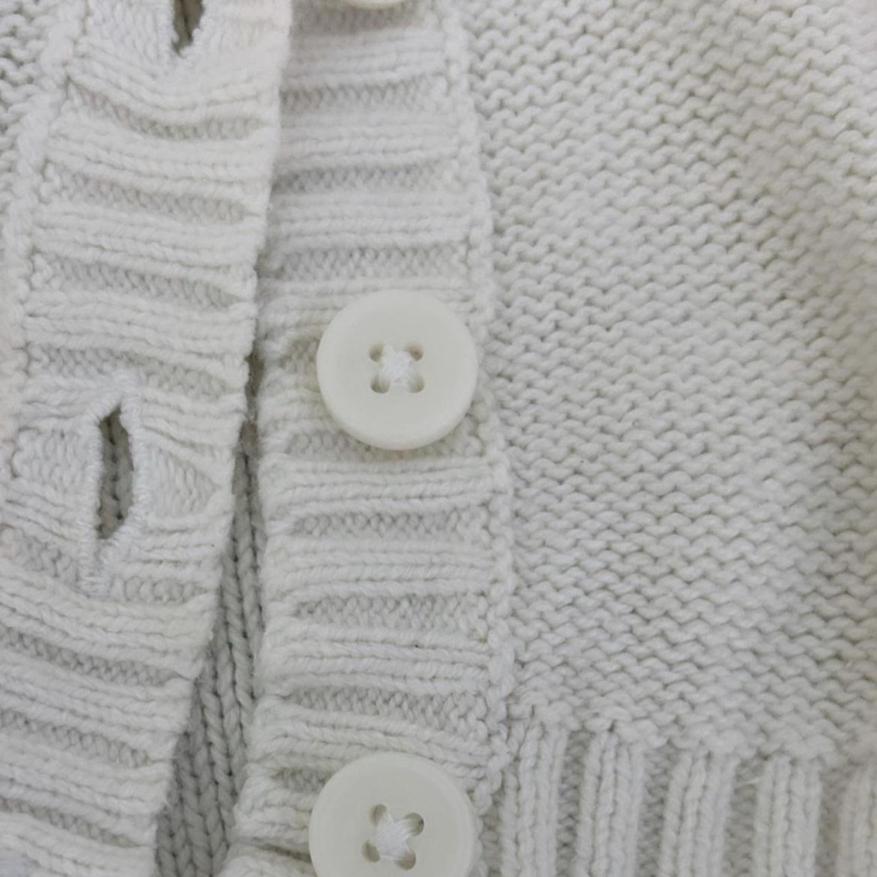 cropped knitted white button up cardigan sweater,... - Depop