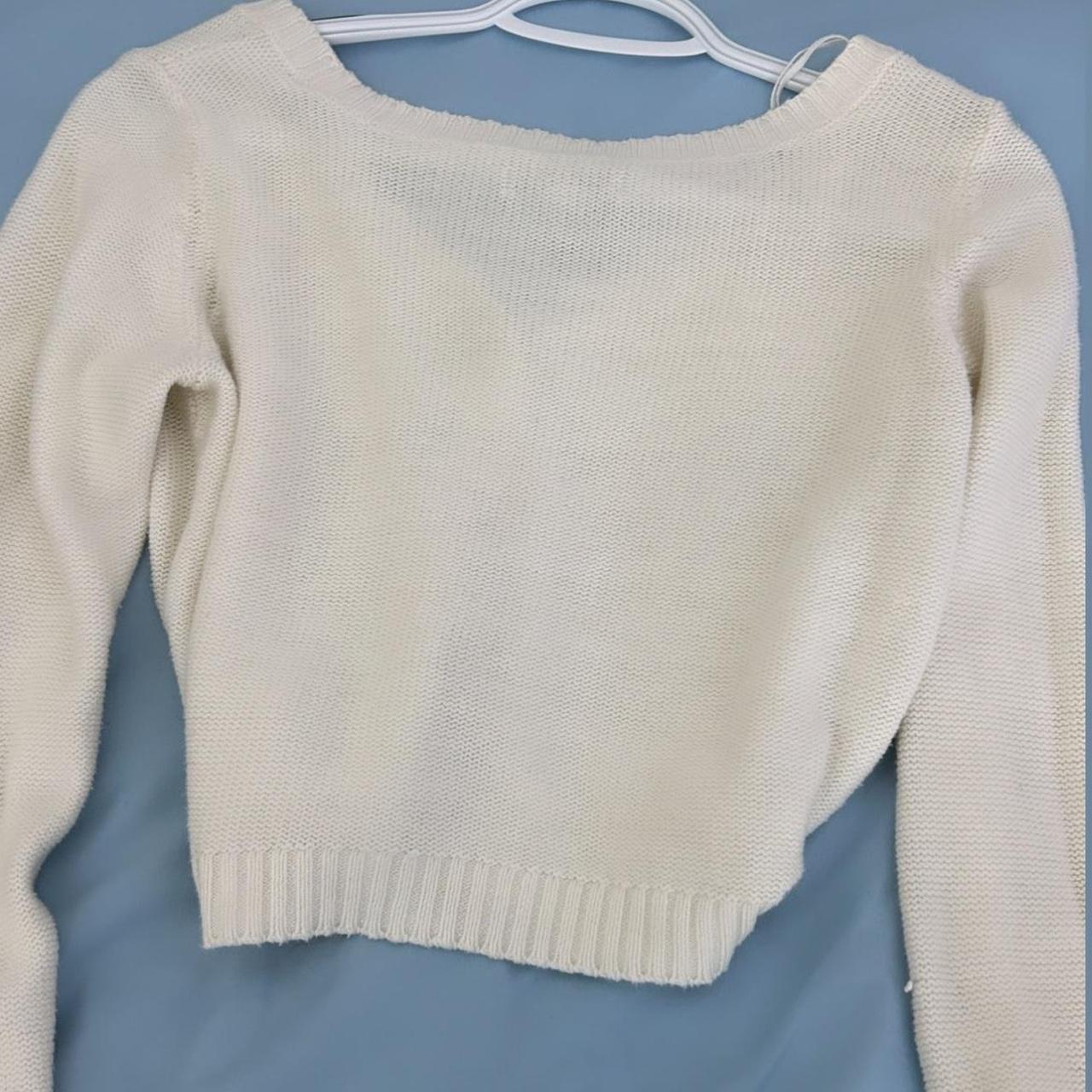 cropped knitted white button up cardigan sweater,... - Depop