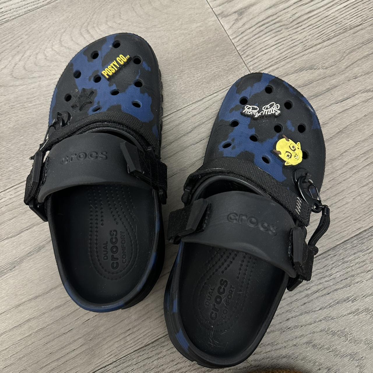Post Malone blue and black crocs #postmalone #crocs... - Depop