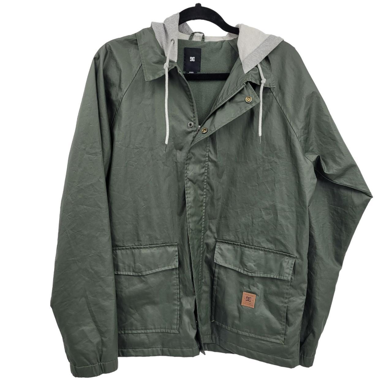 Mens DC Jacket Army Green Hooded Zip Pockets Grunge... - Depop