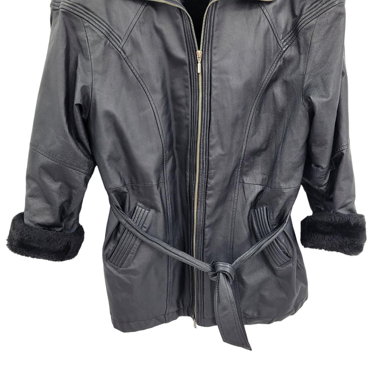 80s Wilsons Leather Coat Bomber Flight Jacket Sherpa... - Depop