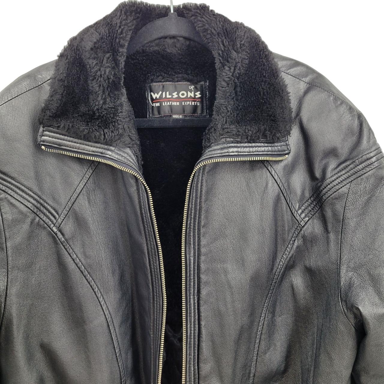 80s Wilsons Leather Coat Bomber Flight Jacket Sherpa... - Depop