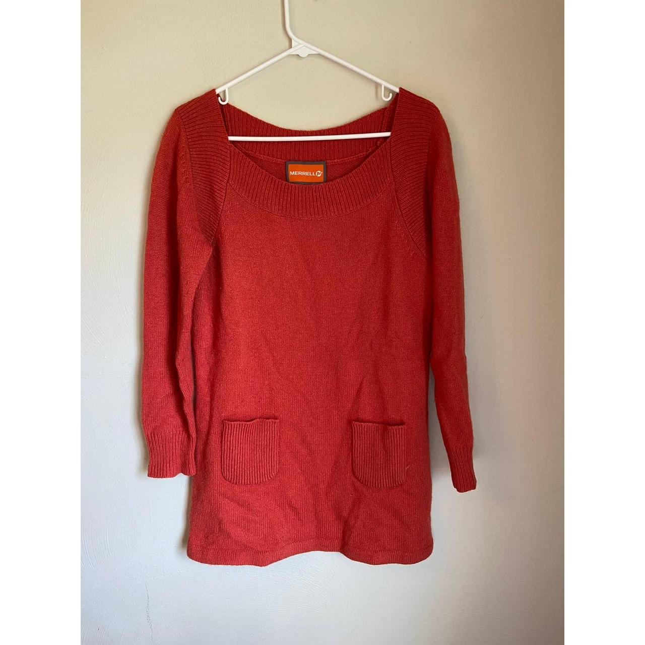 Merrell Red Wool-Blend Double Pocket Front Sweater... - Depop