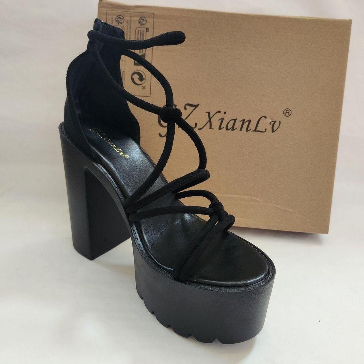 5" Platform Sandals US size 10.5 Chunky black... | Depop