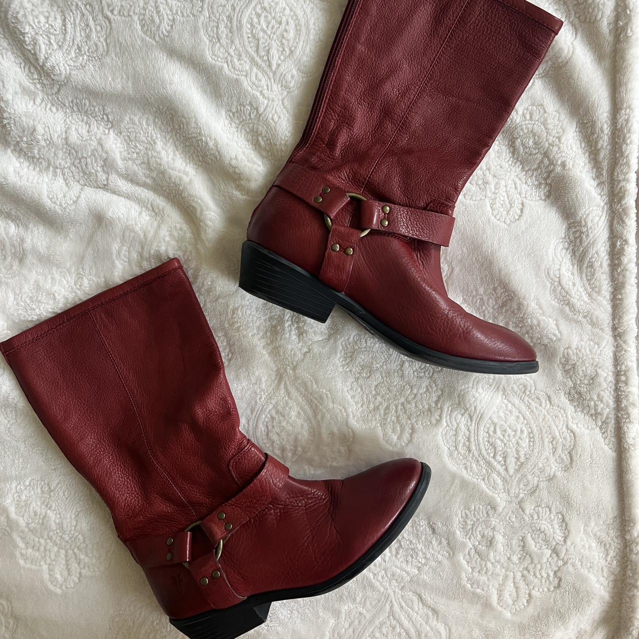 FRYE RED BOOTS. In perfect condition practically... | Depop