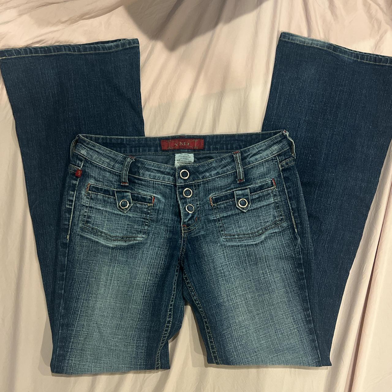 Y2K low-rise flare jeans with cute buttons. Labelled... | Depop