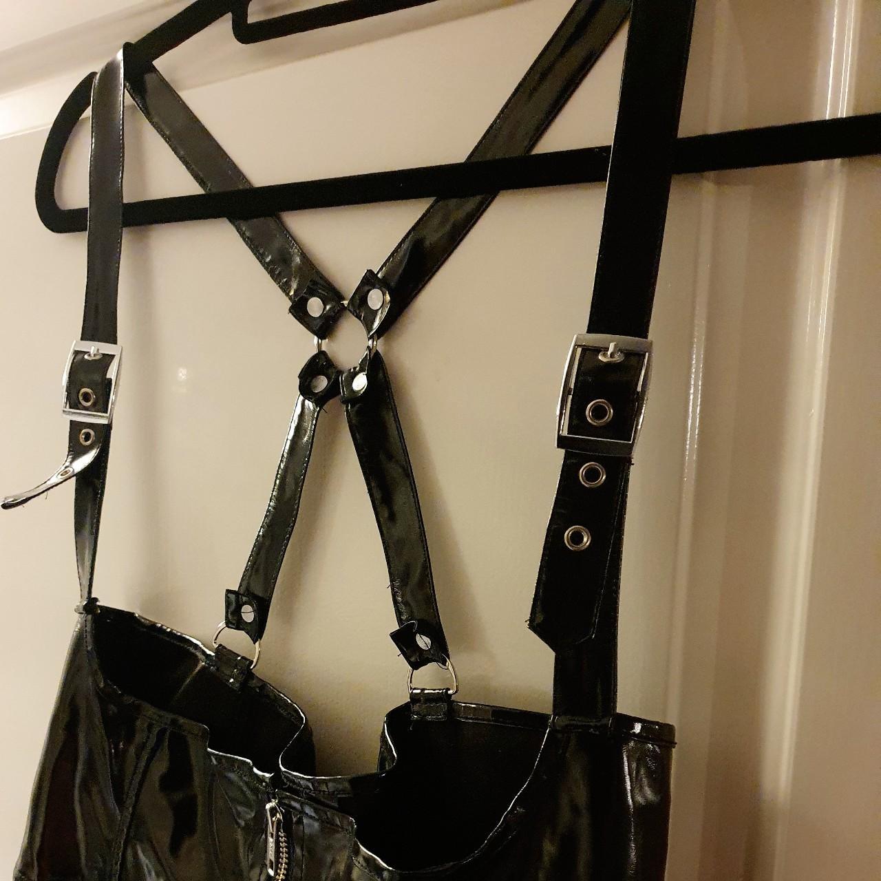 Pvc High-waisted suspender skirt. Really amazing... - Depop