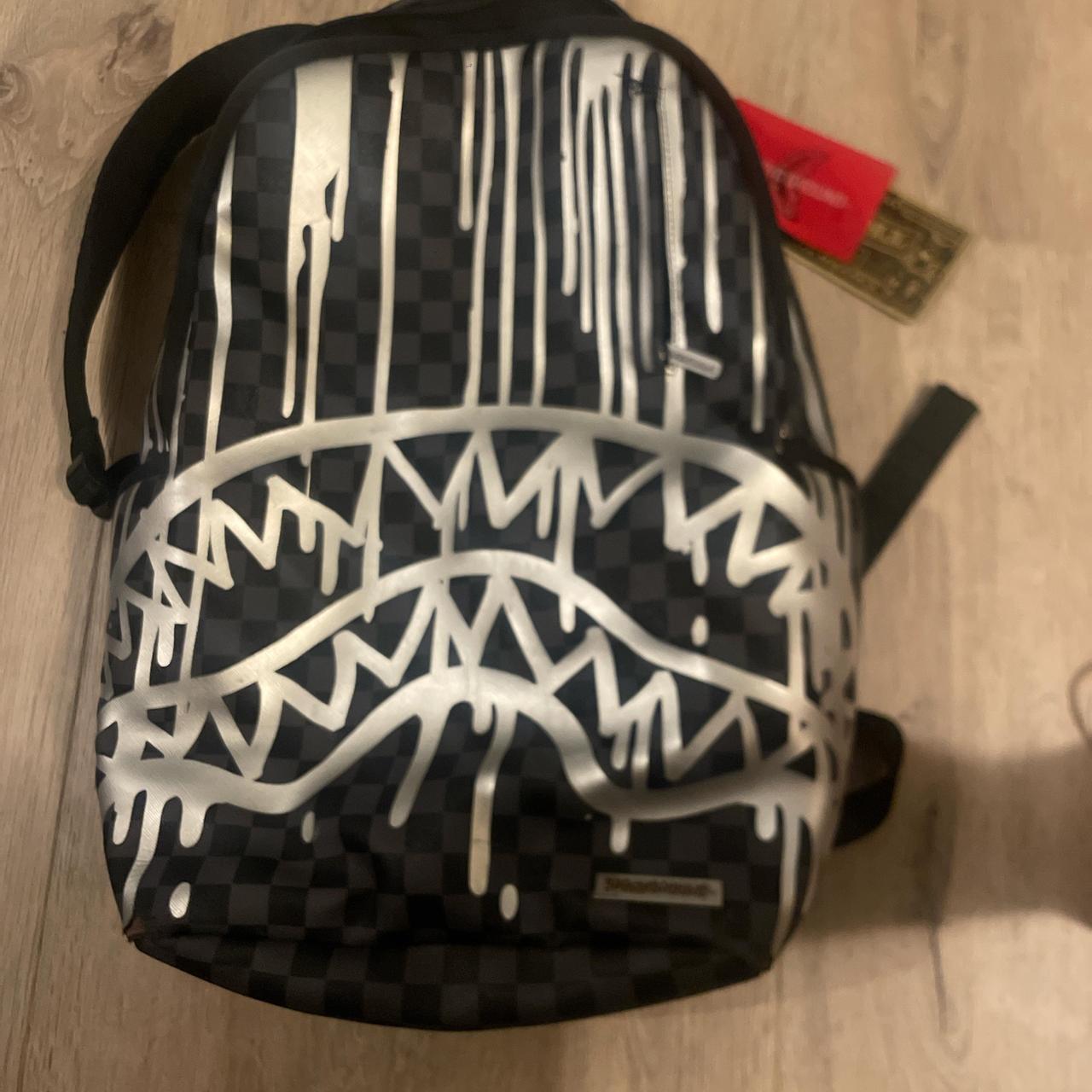 Sprayground backpack black and white, graphic... | Depop
