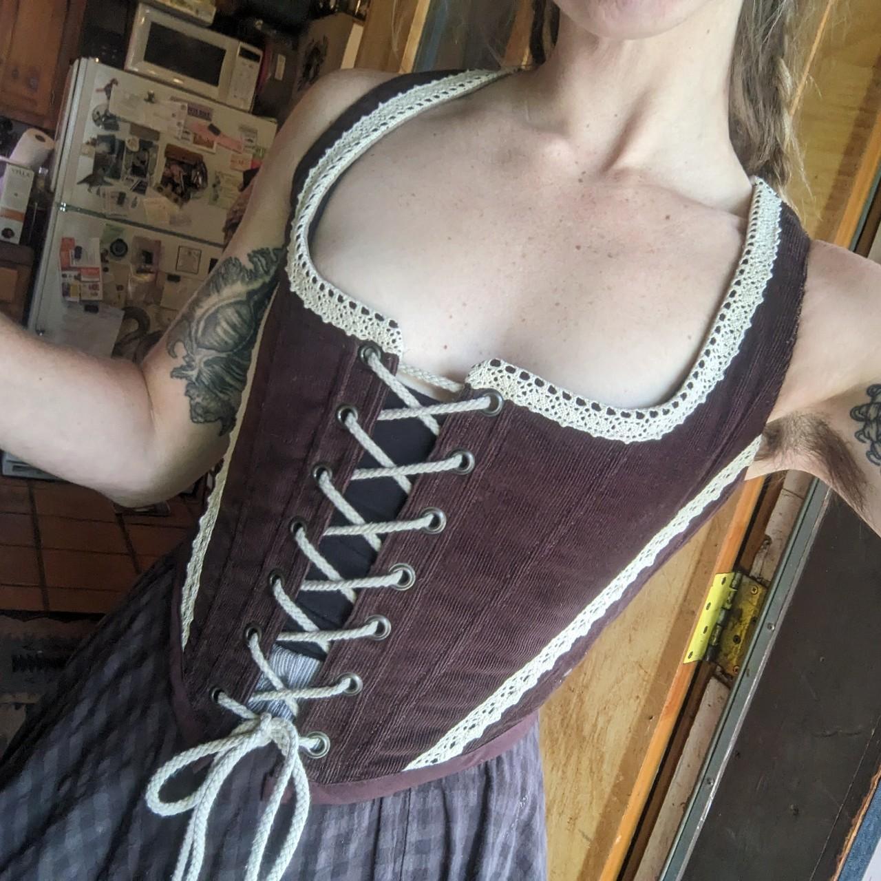 Corduroy prairie cottagecore corset vest Best fits... - Depop