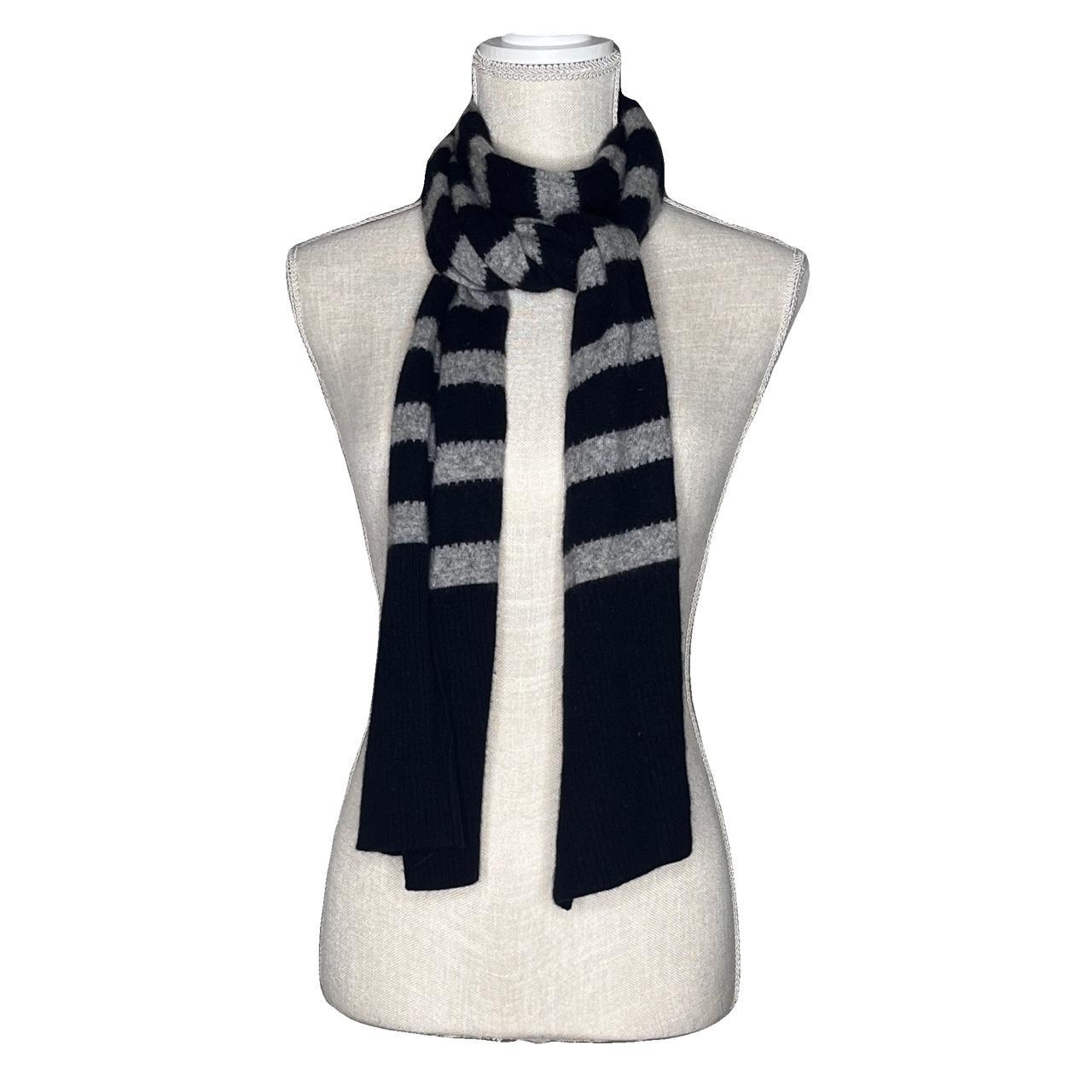 76” black and grey emo striped scarf Some holes... - Depop