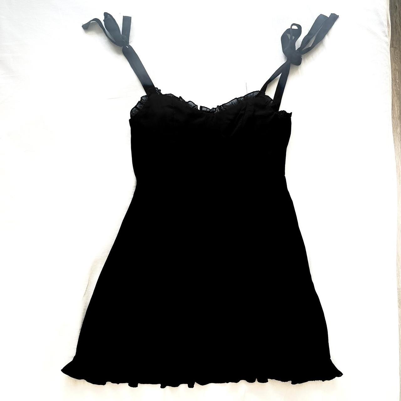vintage black mini sundress Ruffled hem A-line... - Depop
