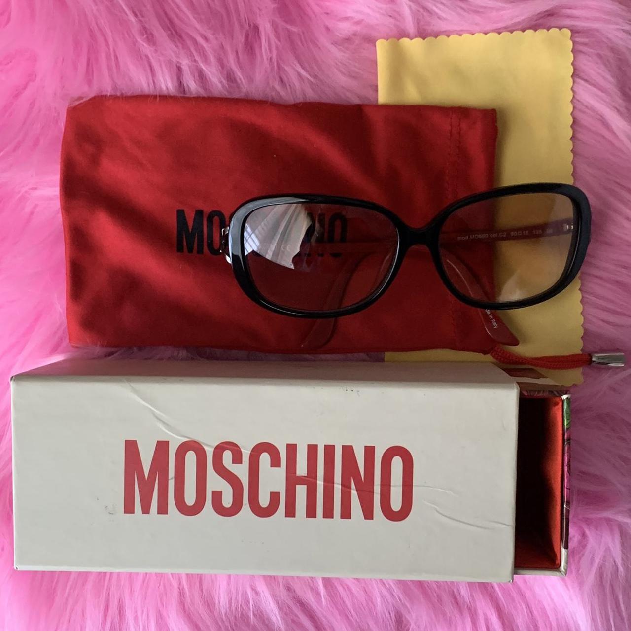 Black and red Moschino sunglasses with bowknot hinge... - Depop