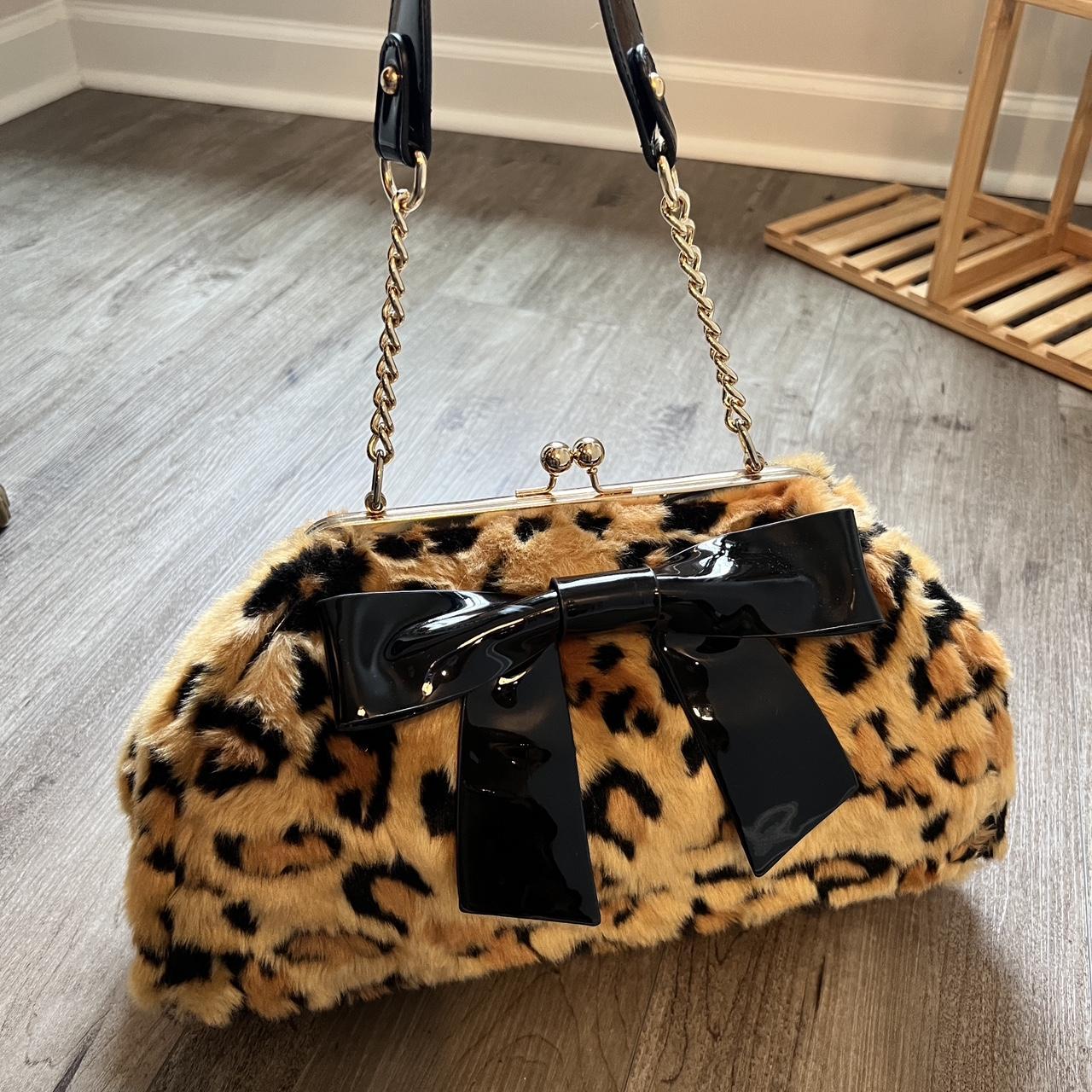 Leopard bag with patent leather bow! Adorable!! NWOT - Depop