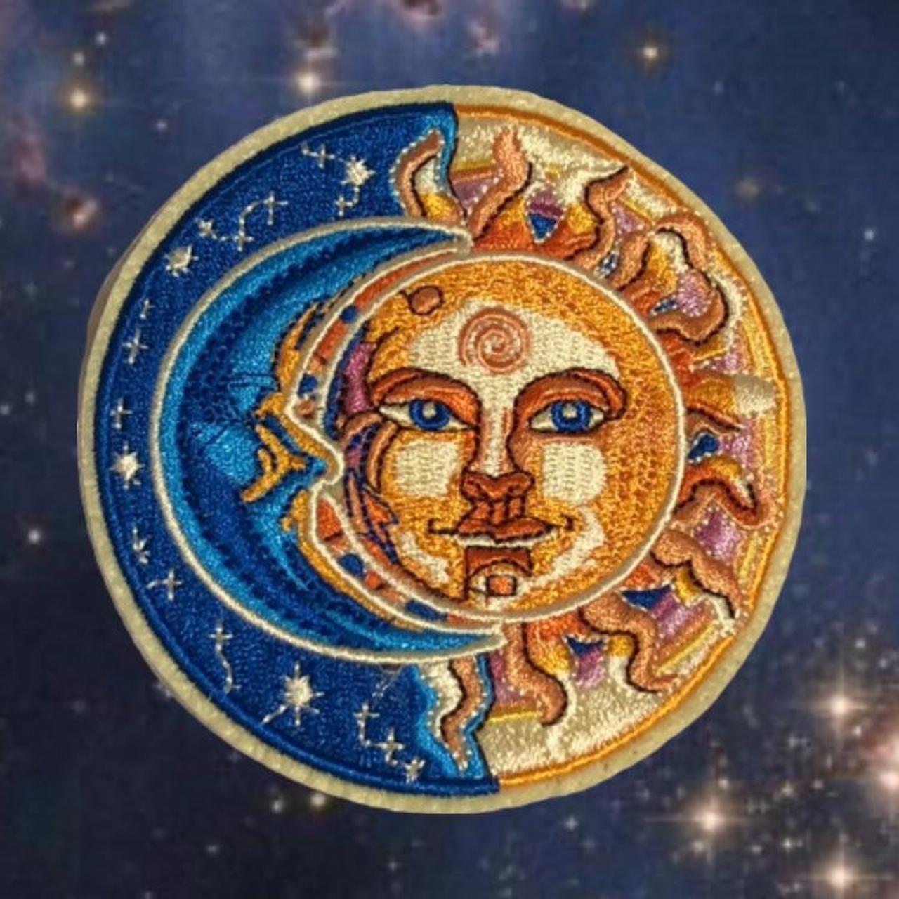 sun and moon iron on patch!! 3.75" diameter, can... - Depop