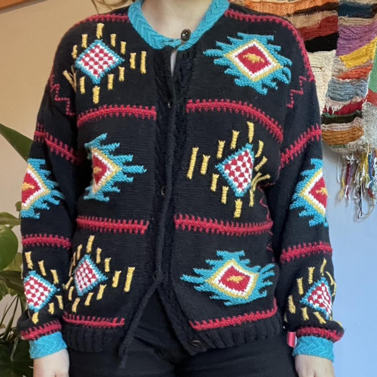 Native inspired sweater Super cool button up... - Depop