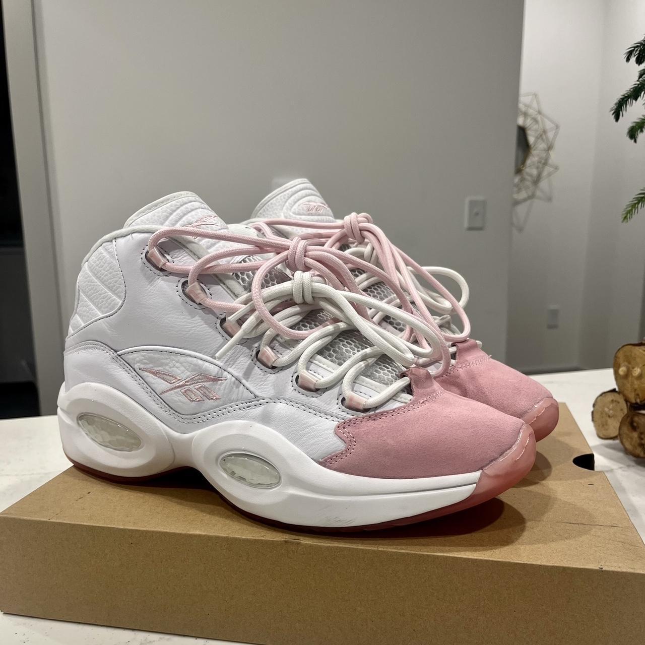 Reebok Question Mid Pink Toe Comfortable & Worn 3x - Depop