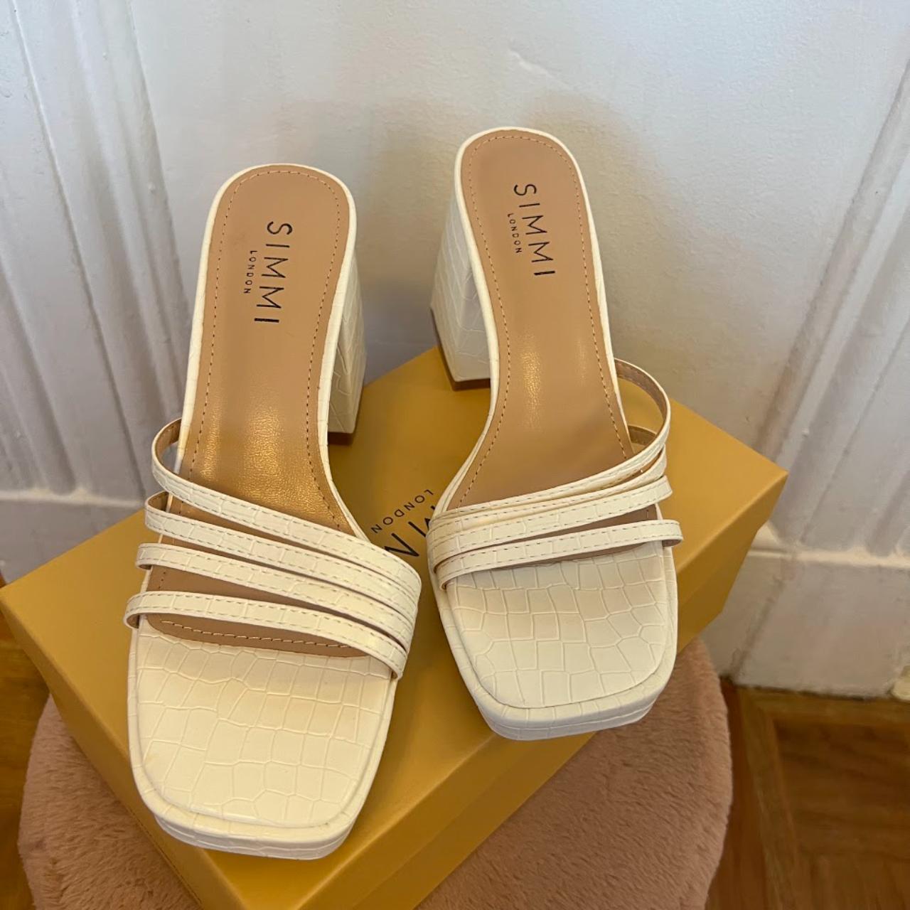 Simmi London Kellie platform mule sandals in white... - Depop