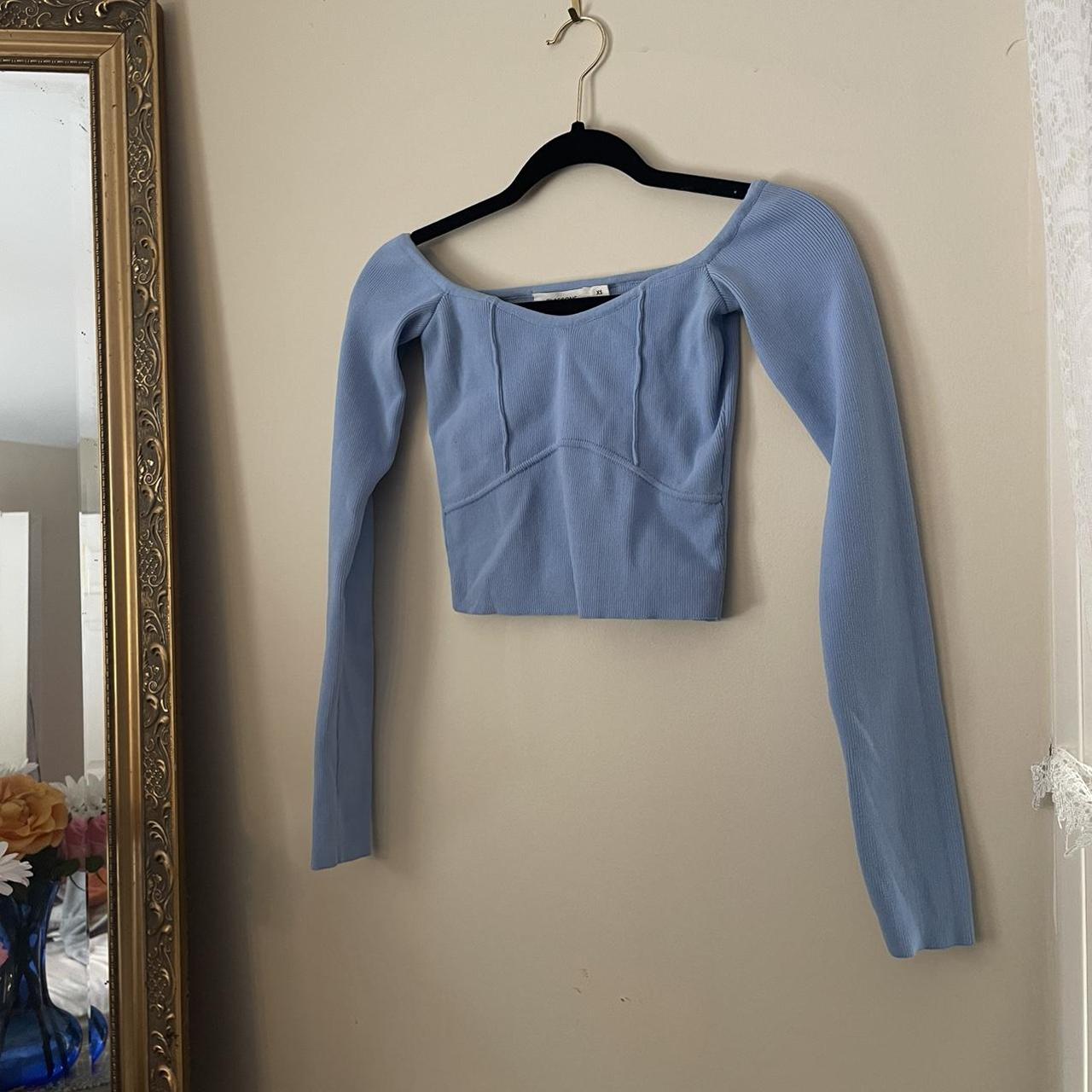Glassons Women's Blue Crop-top | Depop