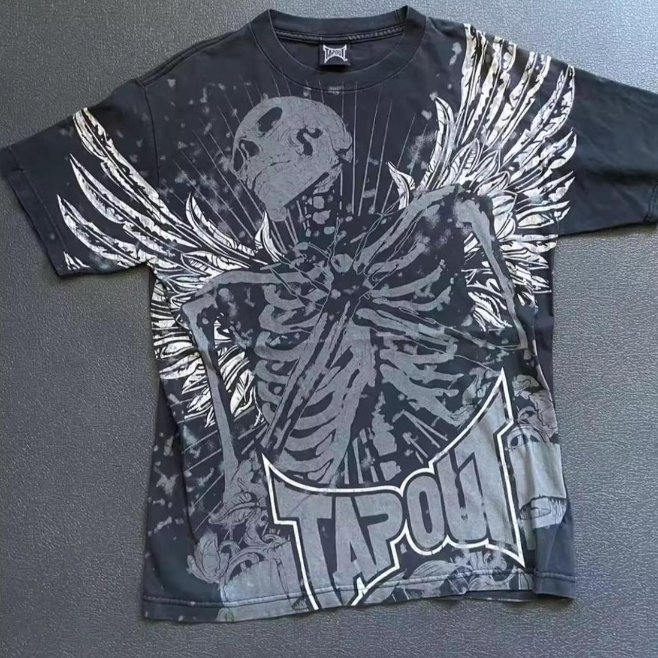 Black and grey Tapout graphic tee #skater | Depop