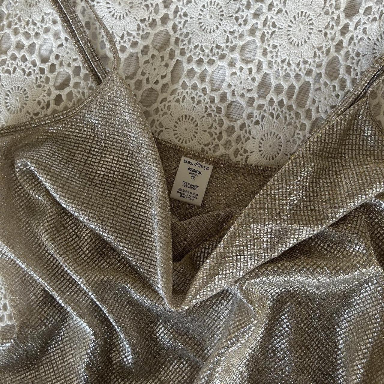 Gold/silver metallic cowl spaghetti strap cami tank... - Depop