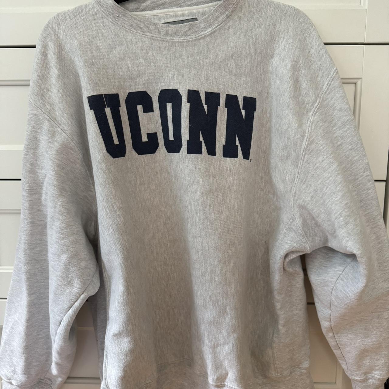 UCONN grey and blue crewneck sweatshirt - Depop