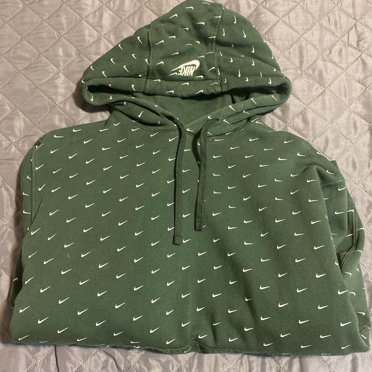Nike Swoosh all over green hoodie - Depop
