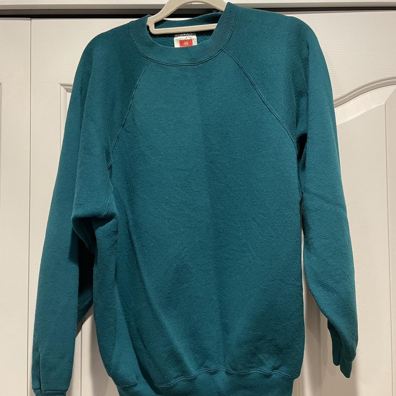 Vintage Teal Hanes Crewneck size large - Depop