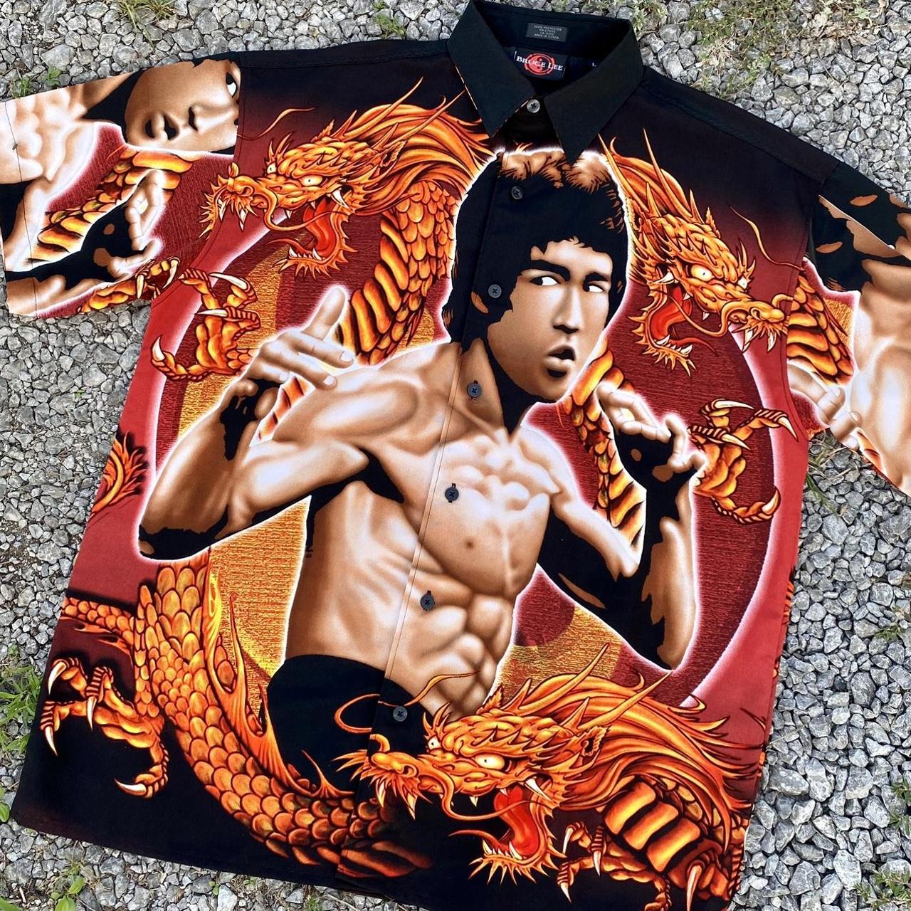 Bruce Lee Men’s Button Up Lounge Shirt. 100%... - Depop