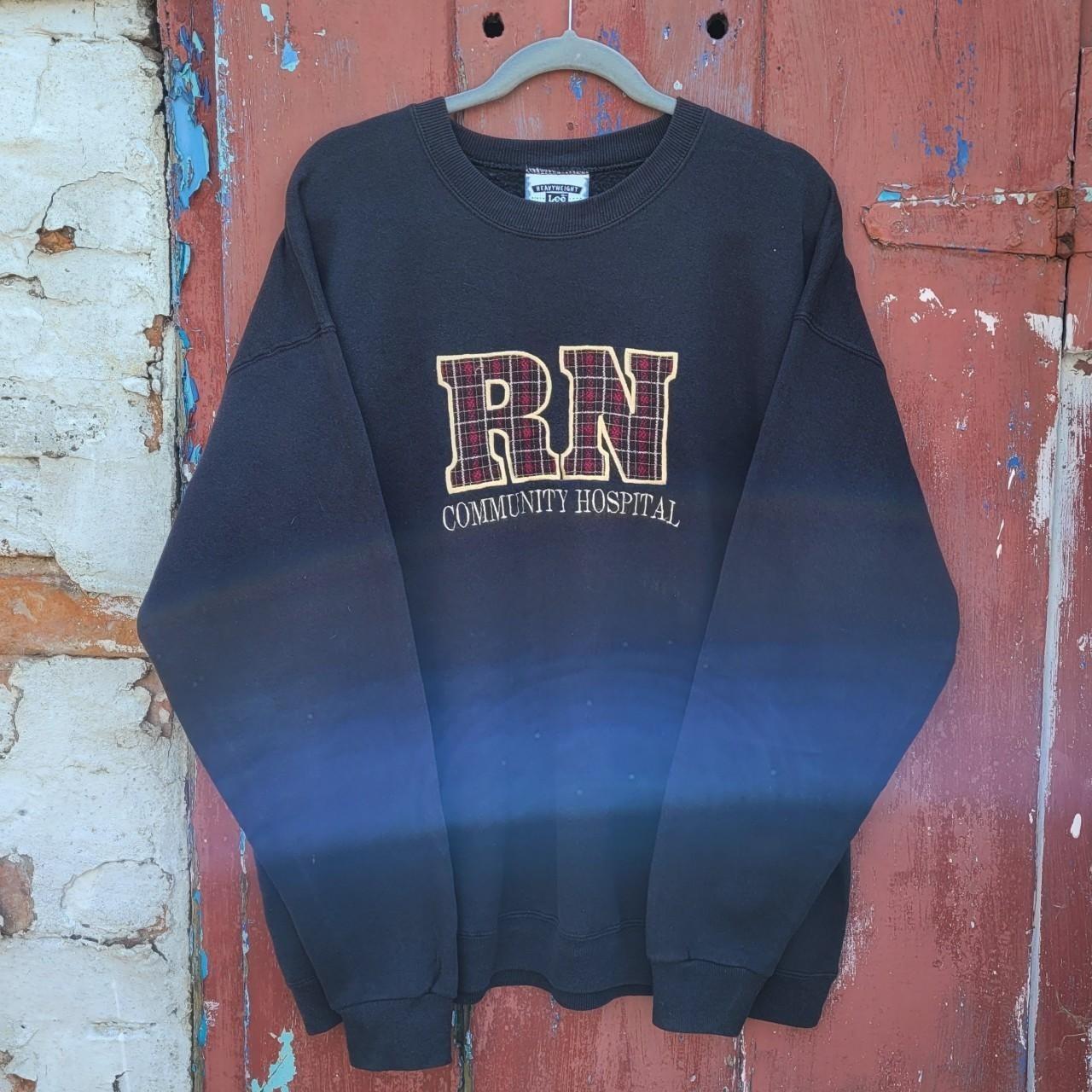 Vintage 90s Lee RN Hospital Black Graphic Sweater... - Depop