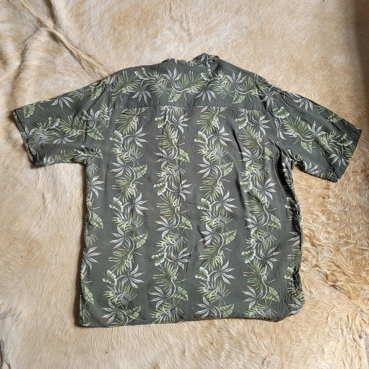 Vintage 90s wacky khaki floral colourful Hawaiian... - Depop