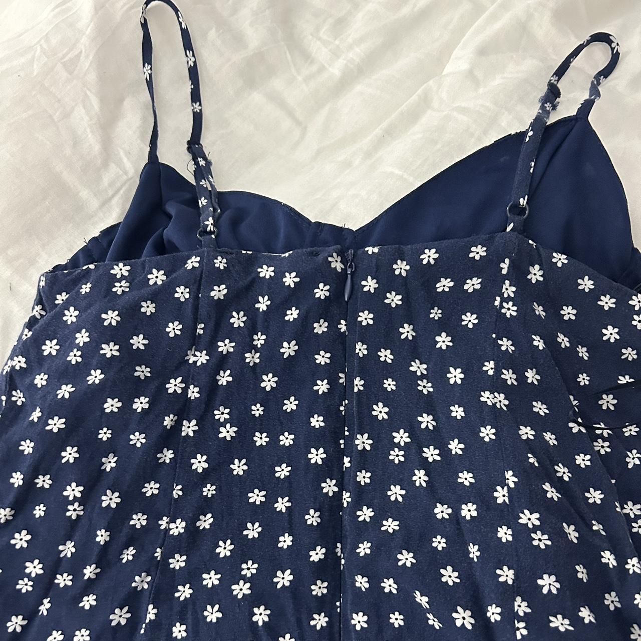 PacSun Navy dress with white flowers size... - Depop