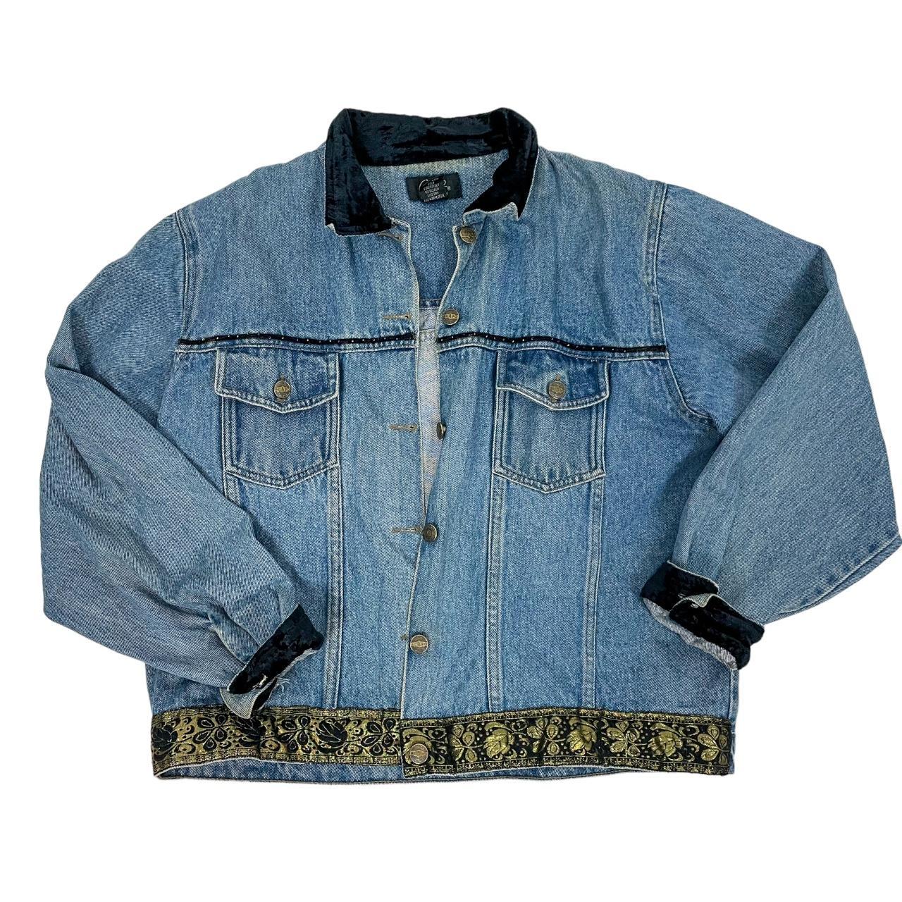 Super sick vintage denim jacket with bead work and... - Depop